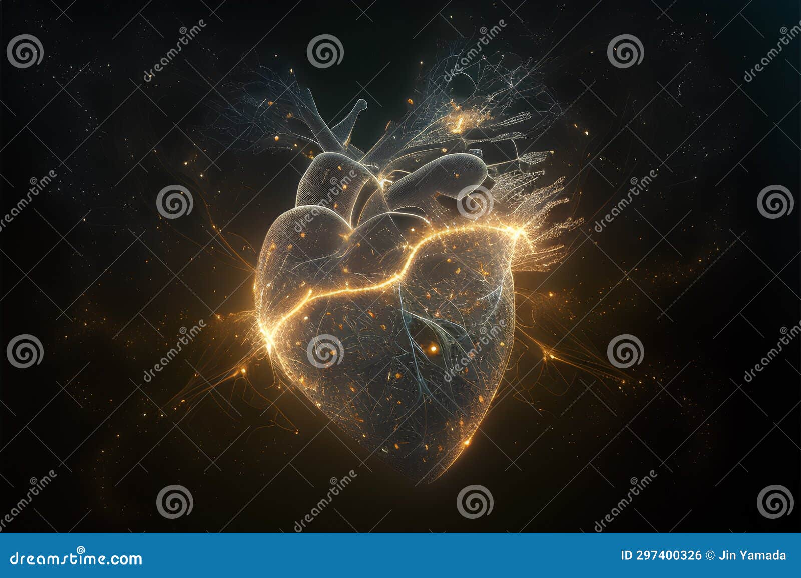Human Heart Made of Glowing Particles on Dark Background. Vector ...