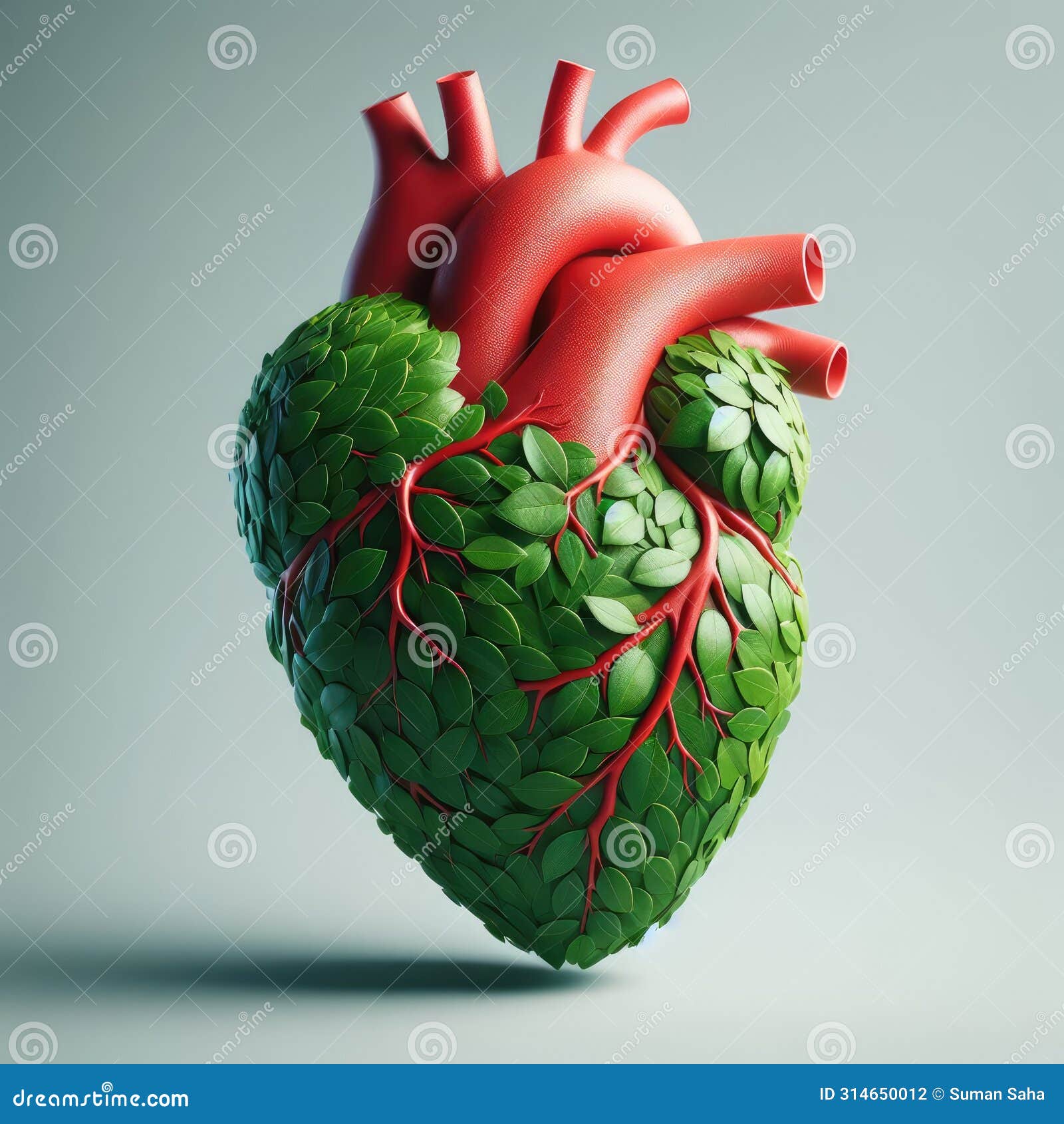 Human Heart is Made of Green Leaves, a Healthy Heart Concept, No ...