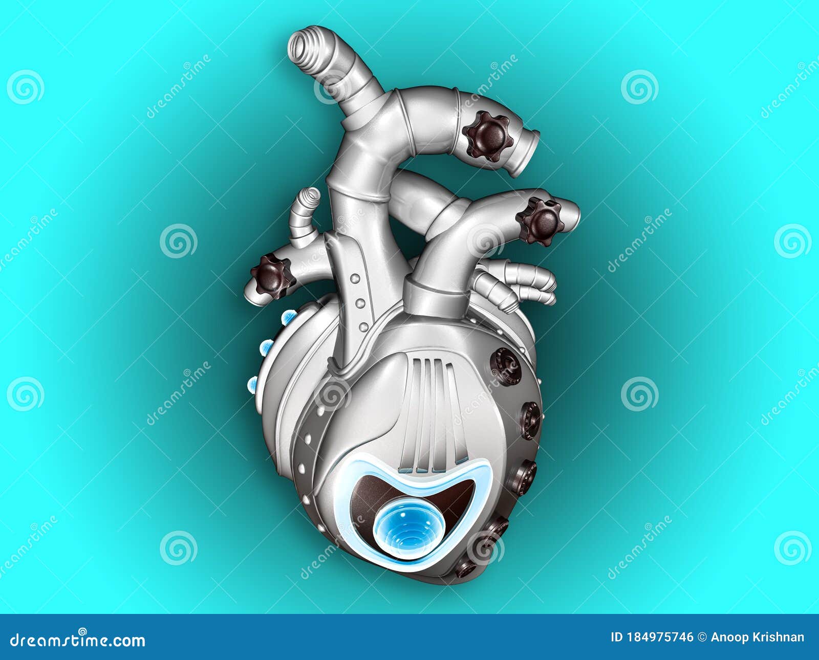 Mechanical heart stock illustration. Illustration of metal - 184975746