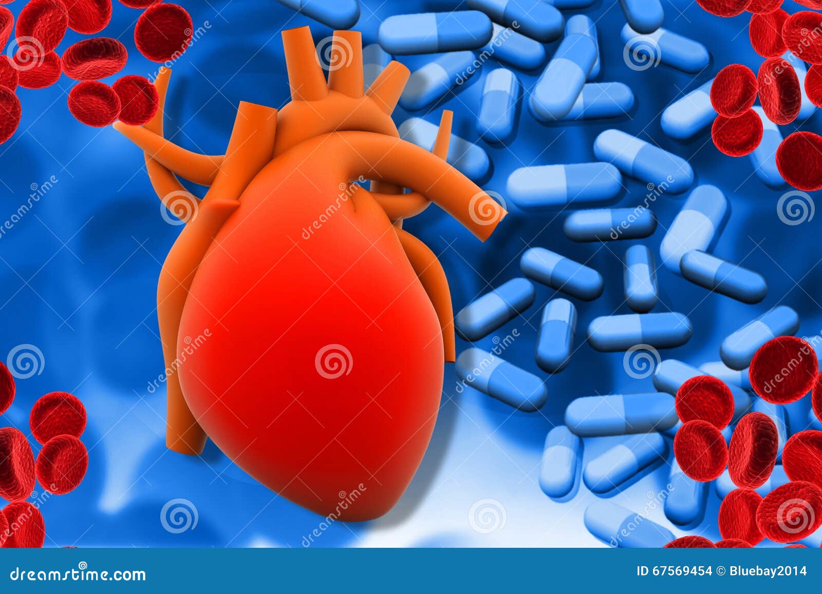 Human Heart and Modem Medicines Stock Illustration - Illustration of ...