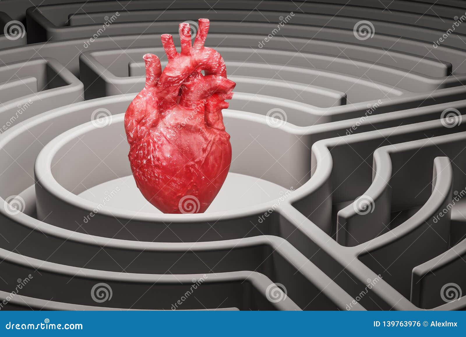 Human Heart Organ in the Labyrinth Maze, 3D Rendering Stock ...