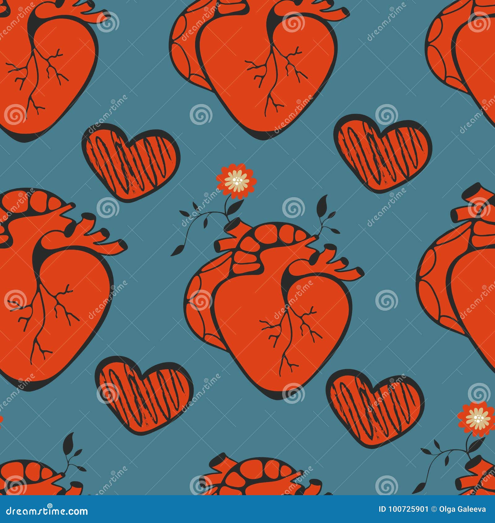 Human heart patterns stock vector. Illustration of amazing - 100725901