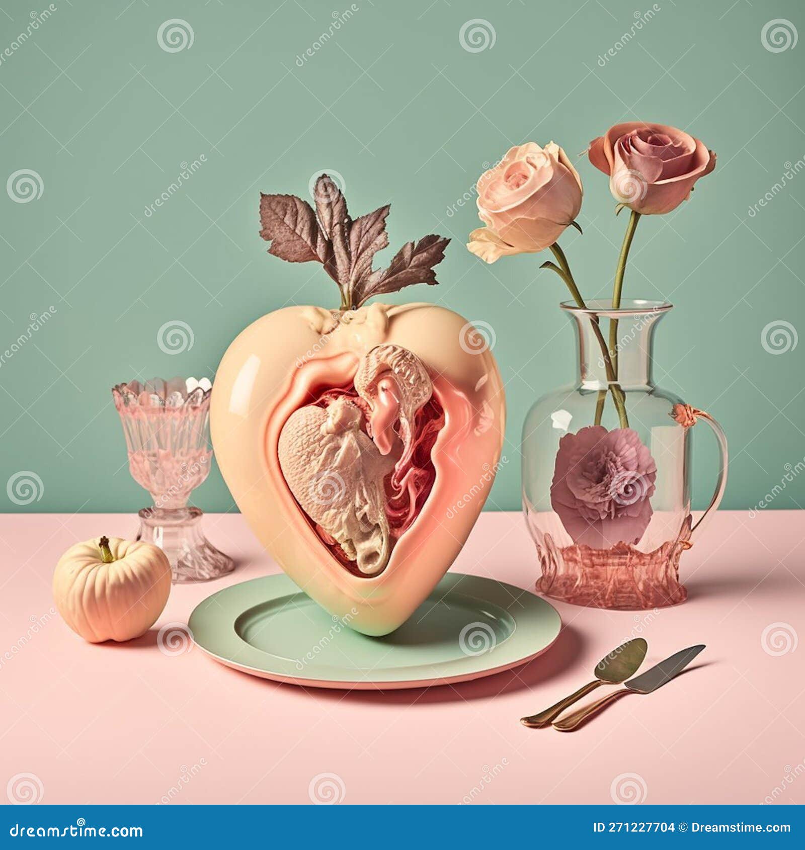 A pink human heart stock illustration. Illustration of sketch - 271227704