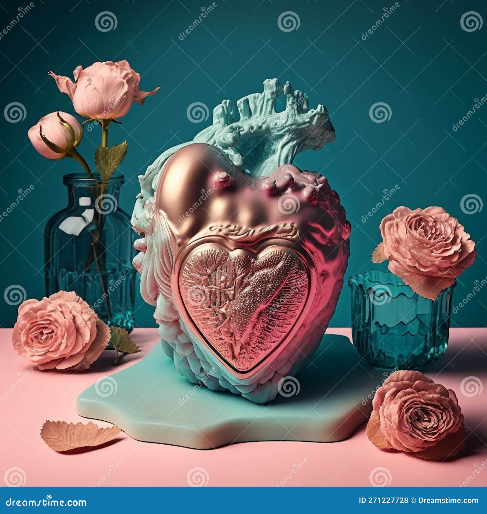 A pink human heart stock illustration. Illustration of sketch - 271227728