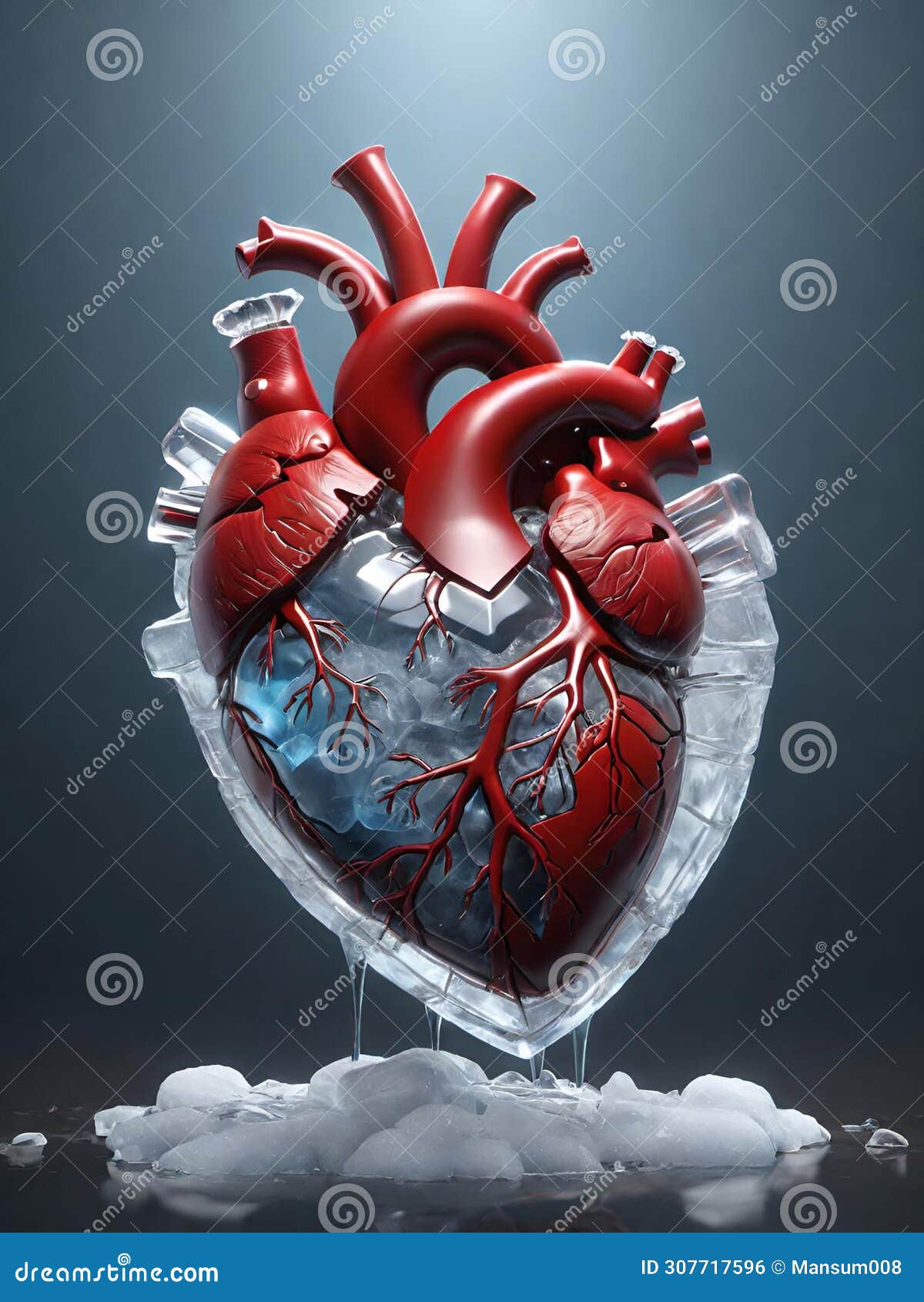Human Heart with Red Blood Inside, 3d Illustration Stock Illustration ...
