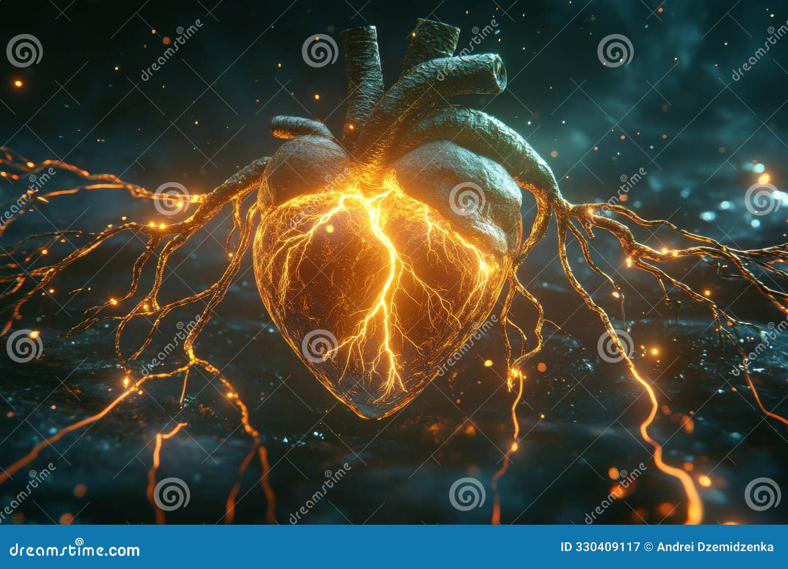 A Human Heart with Roots Appearing To Shine. Growth and Connection ...
