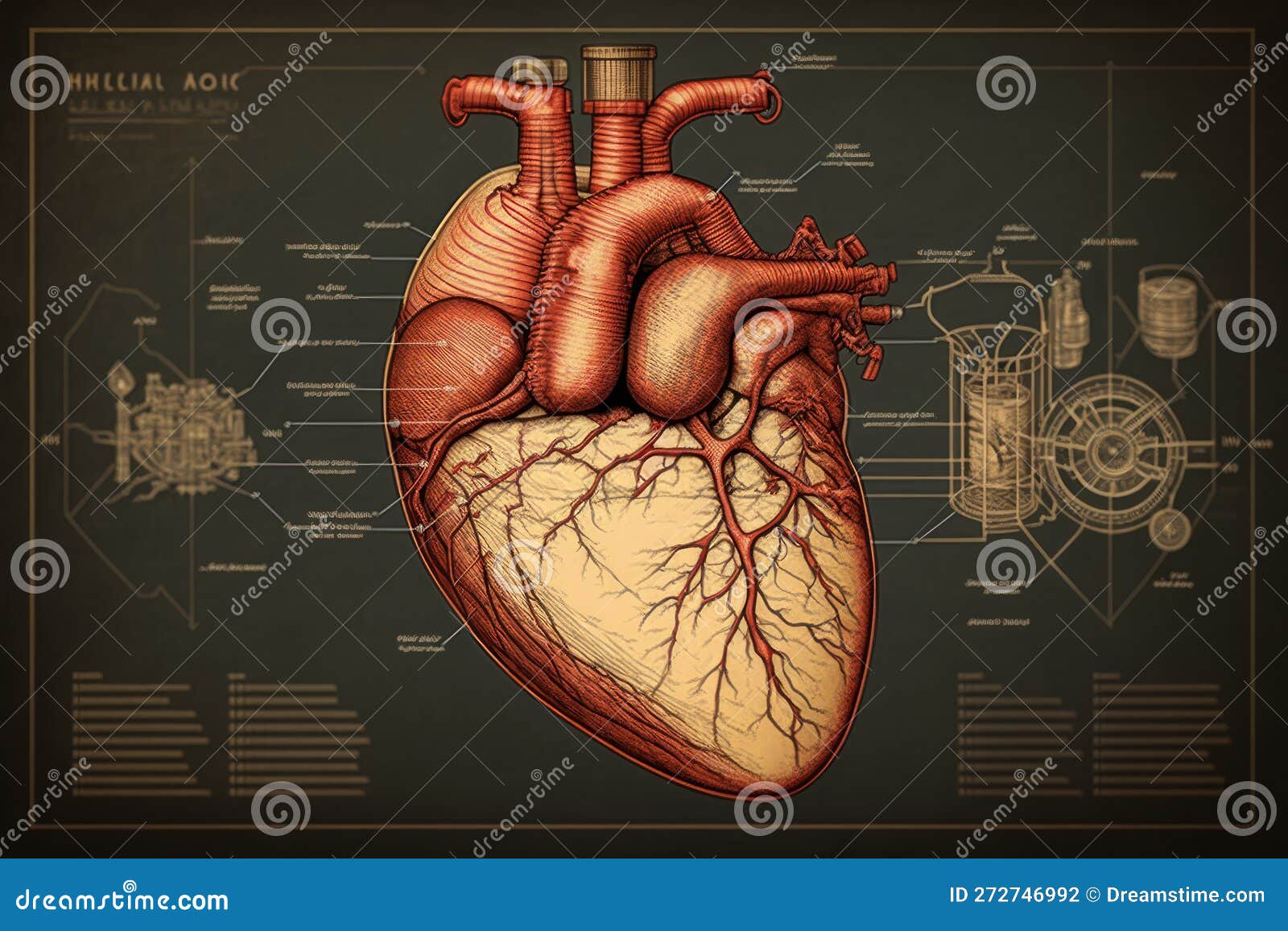 Human Heart Schematic in Retro Sketch Style. Beautiful Colorful ... Human Heart Schematic in Retro Sketch Style. Beautiful Colorful ...