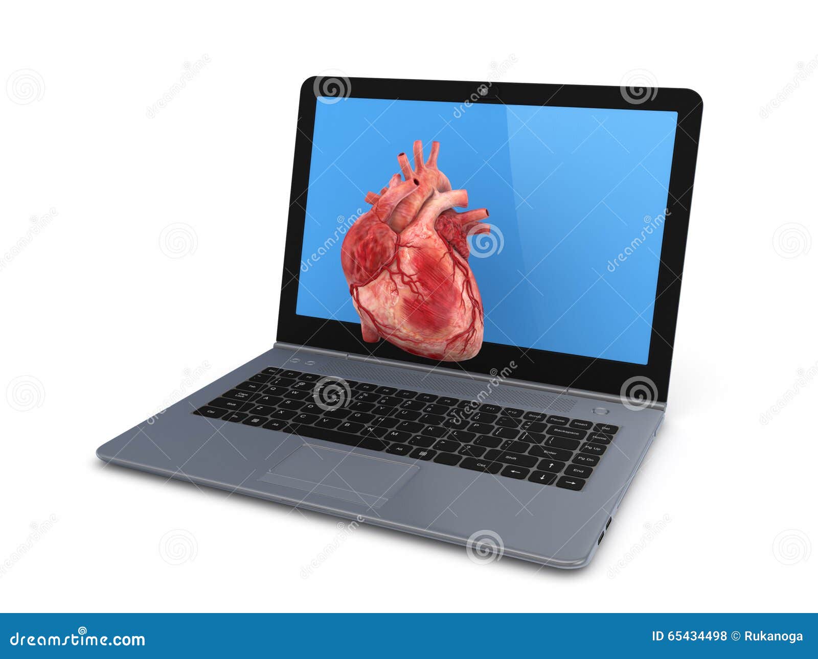 Human Heart on a Screen of Notebook. Stock Illustration - Illustration ...