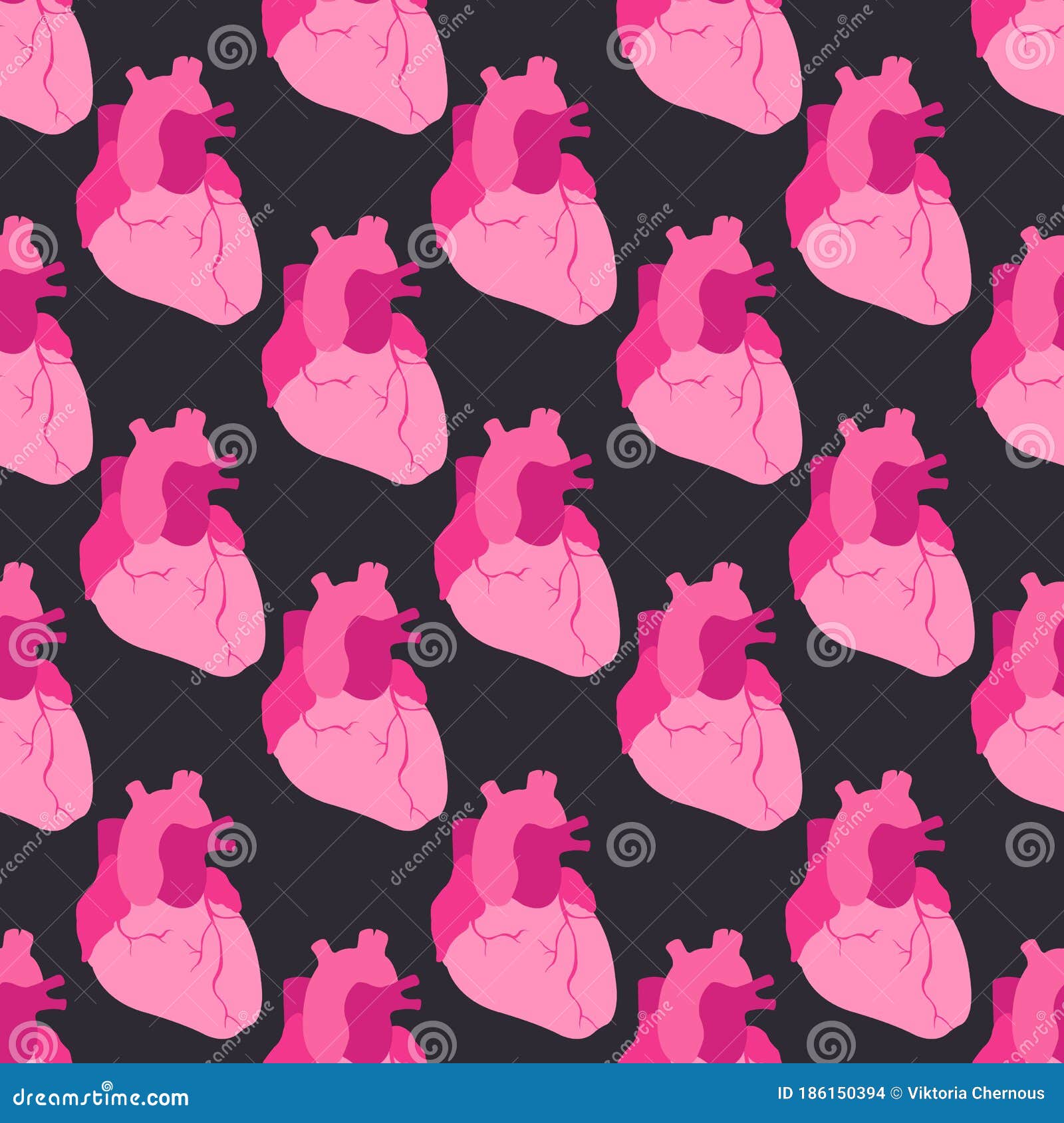 Human Heart Seamless Pattern, Vector Illustration Stock Illustration ...