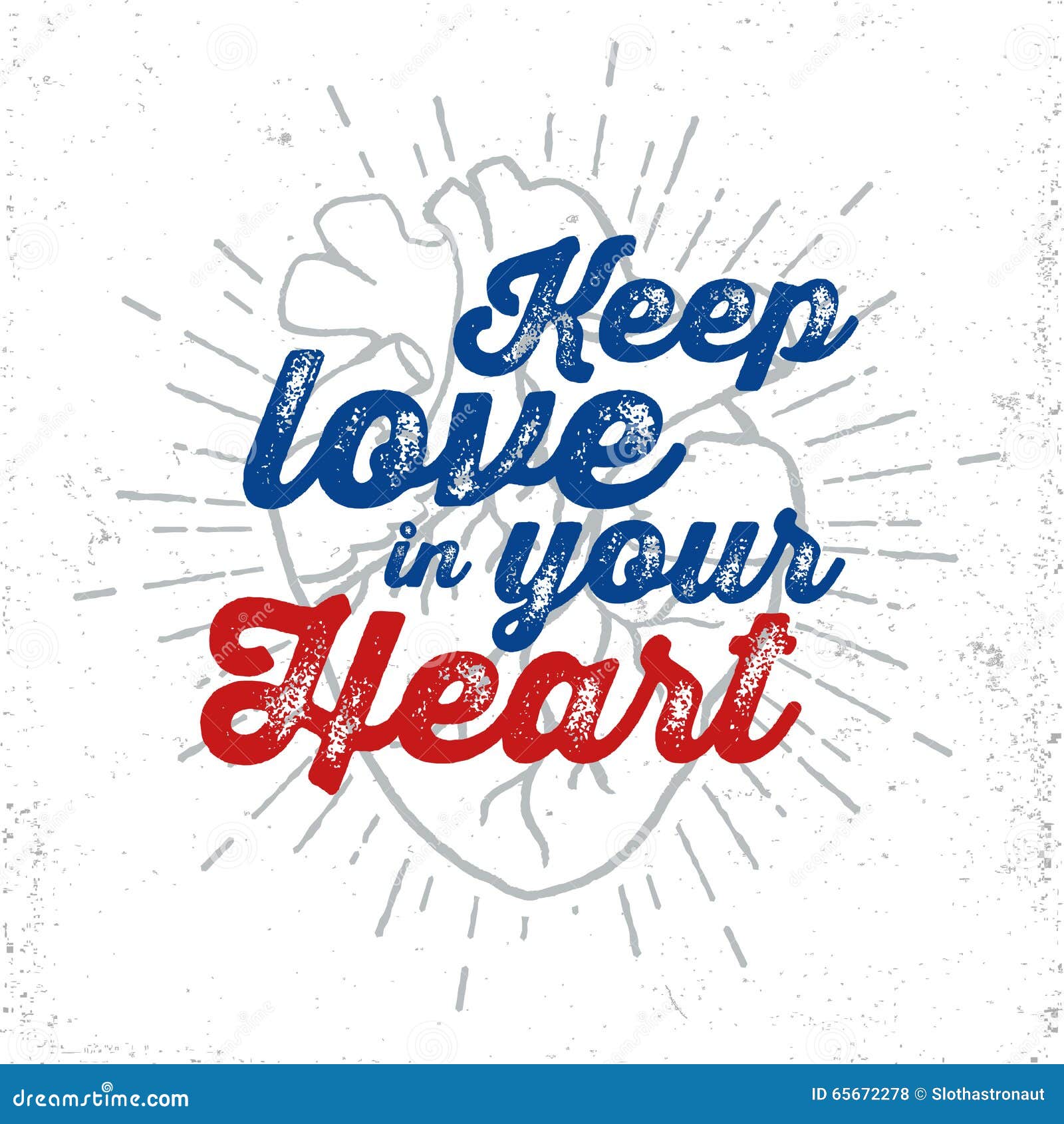 Human Heart Vector Illustration with Inspirational Lettering. Stock ...