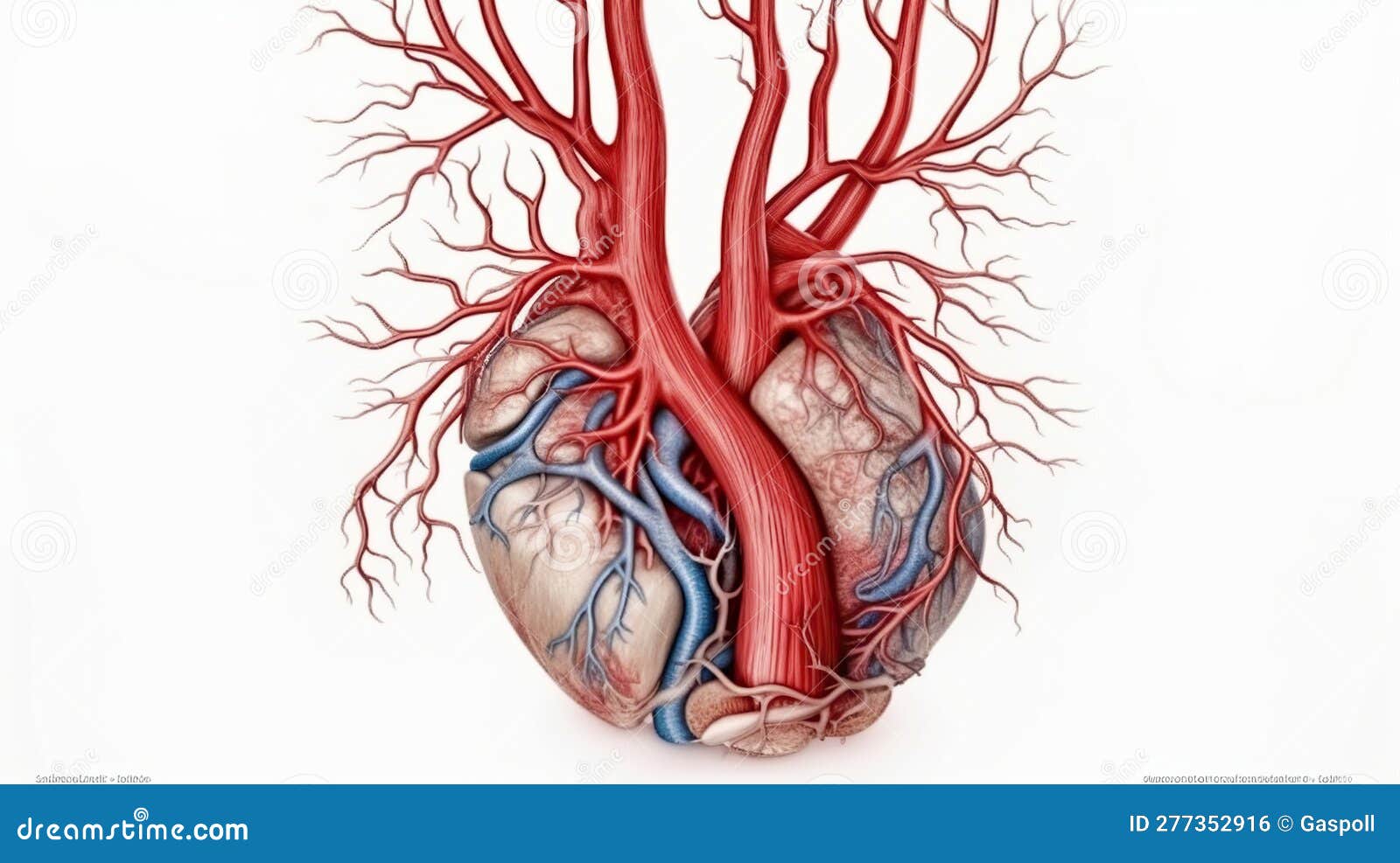 Human Heart with Vessels and Bronchial Tree Close-up. AI Generative ...