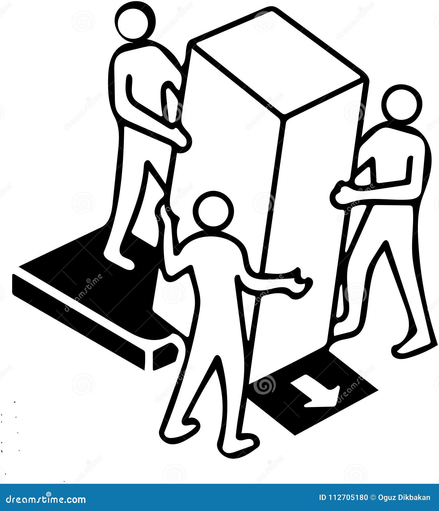 Human Help Together Handle Move Box with Careful Stock Illustration ...