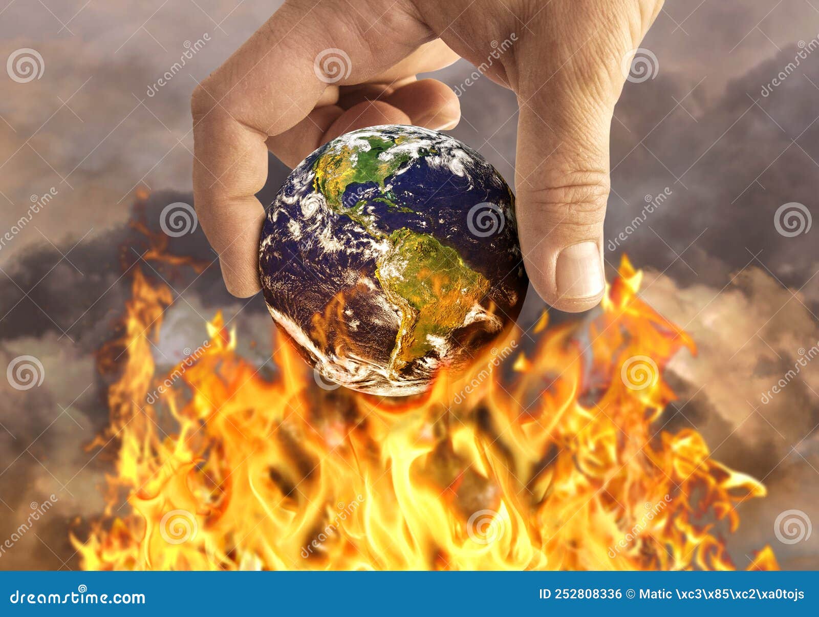Human Holding Earth on Fire Stock Photo - Image of destruction, earth ...