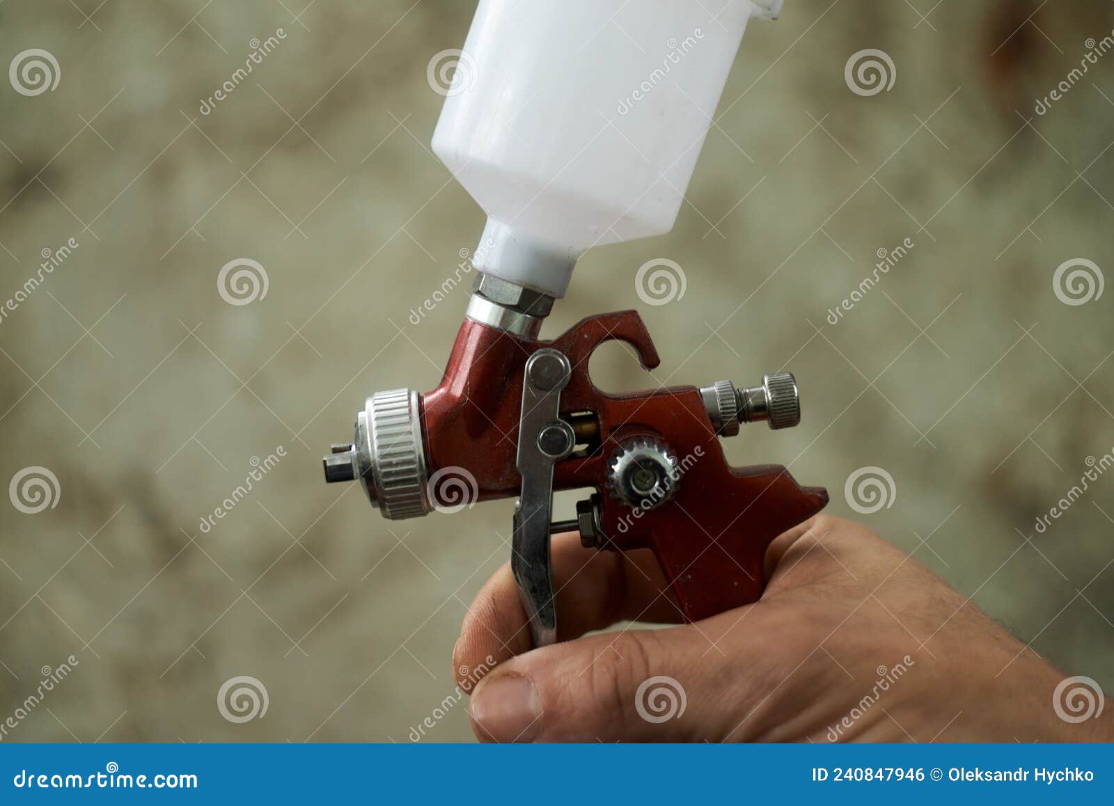 A Human Holds a Spray Gun in Hand Stock Photo - Image of painting ...