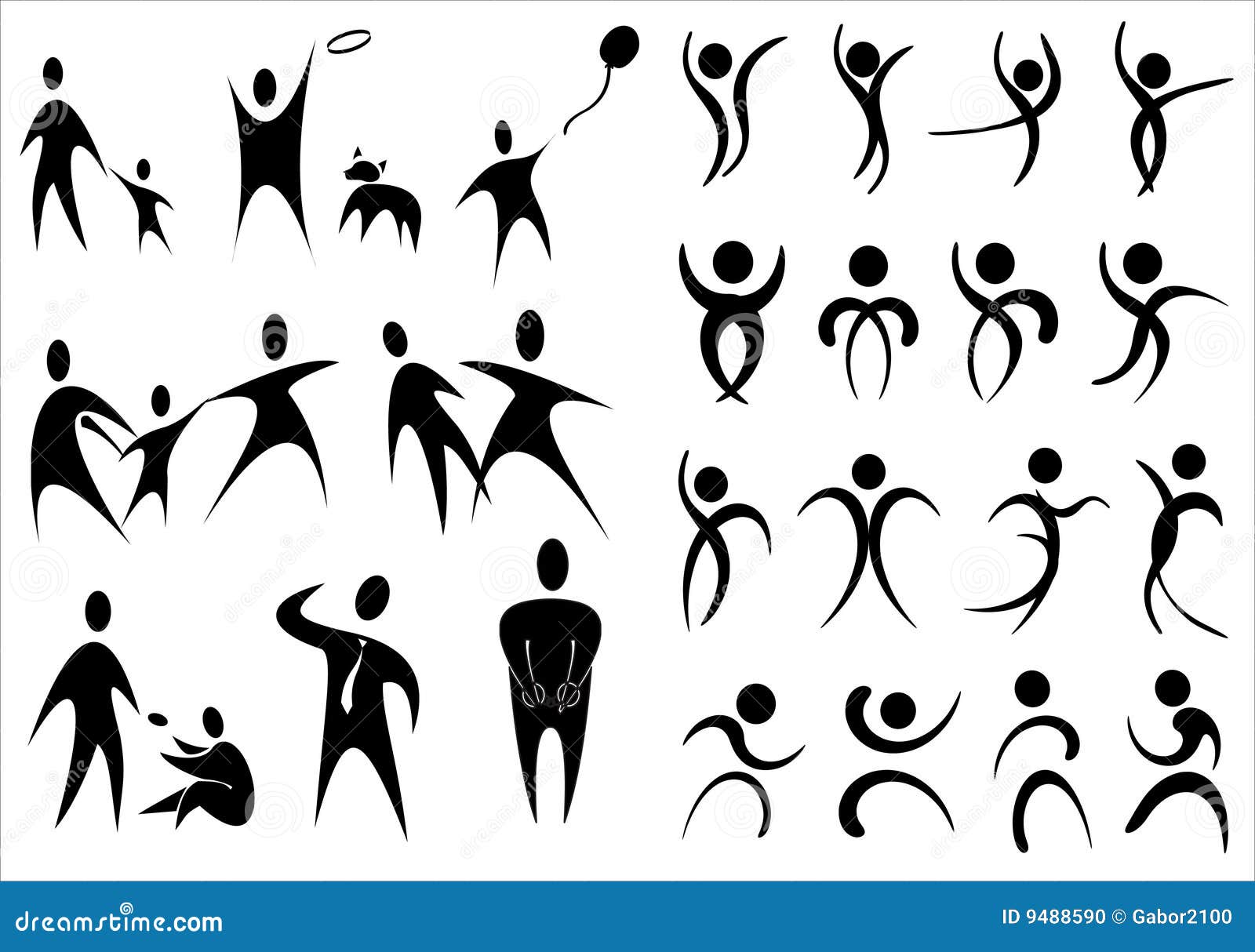 Human icons stock vector. Illustration of dance, shadow - 9488590