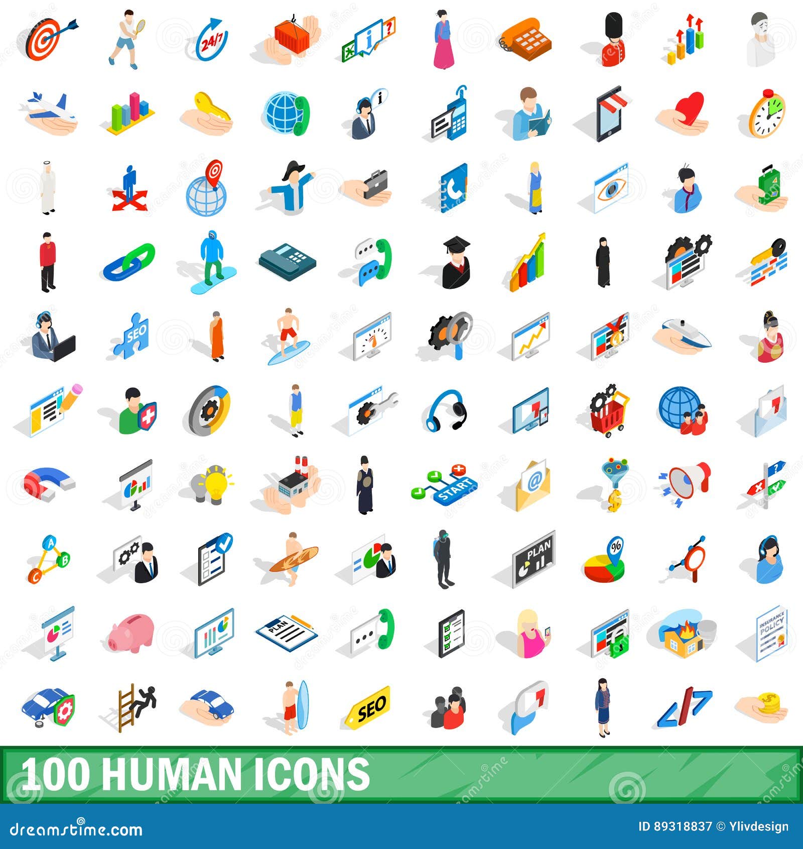 100 Human Icons Set, Isometric 3d Style Stock Vector - Illustration of ...