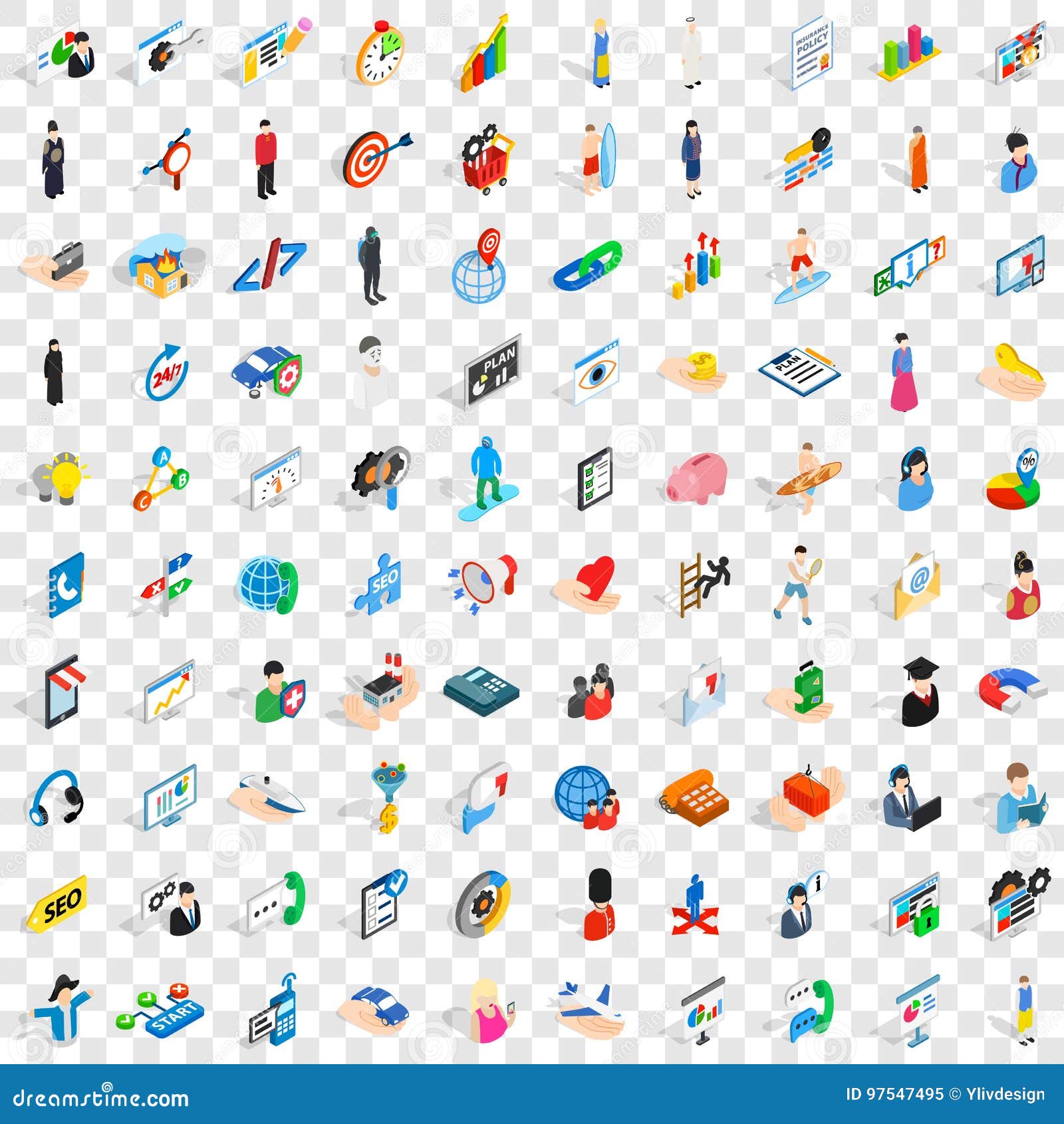 100 Human Icons Set, Isometric 3d Style Stock Vector - Illustration of ...