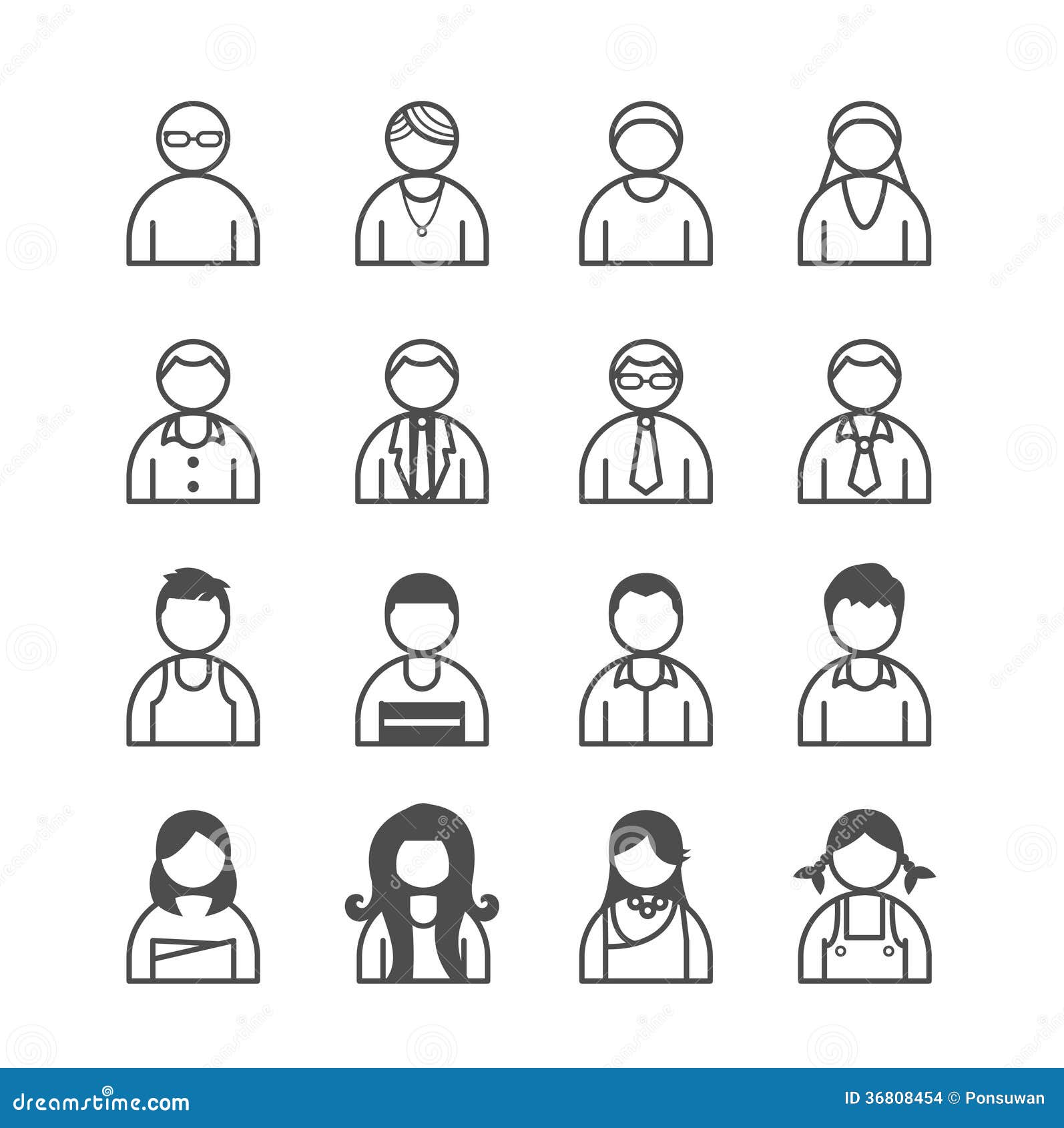 Human Icons Set. Vector Illustration. Stock Vector - Illustration of ...