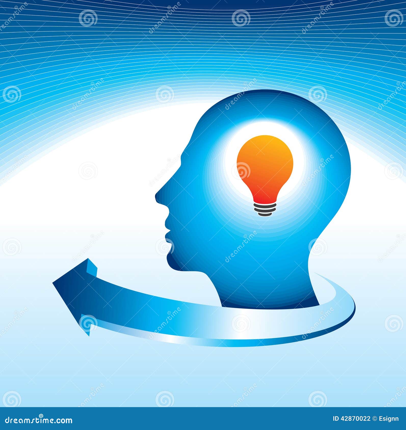 Human Idea with Bulb and Arrow Stock Vector - Illustration of graphic ...