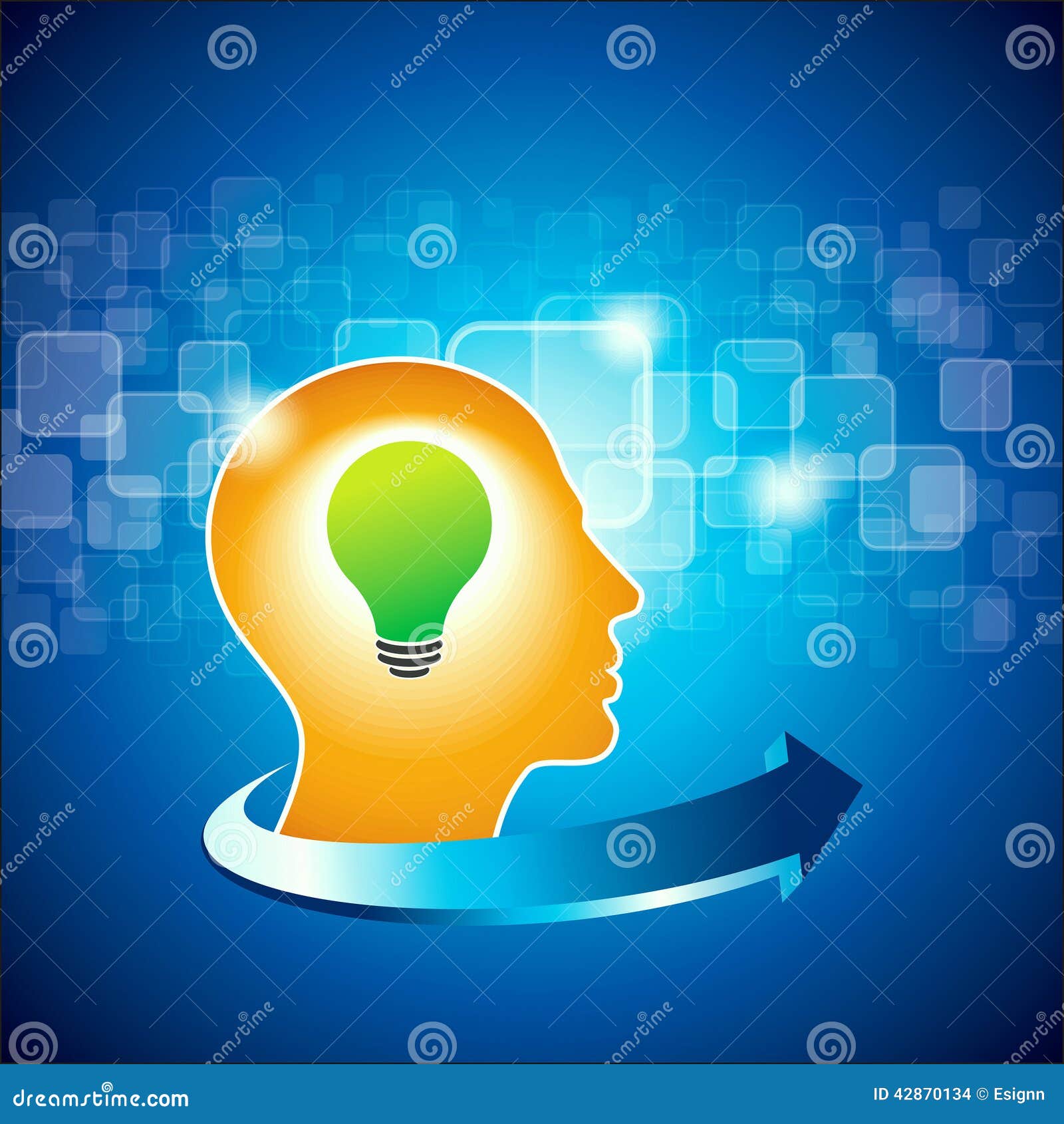 Human Idea with Bulb and Arrow Stock Vector - Illustration of ground ...