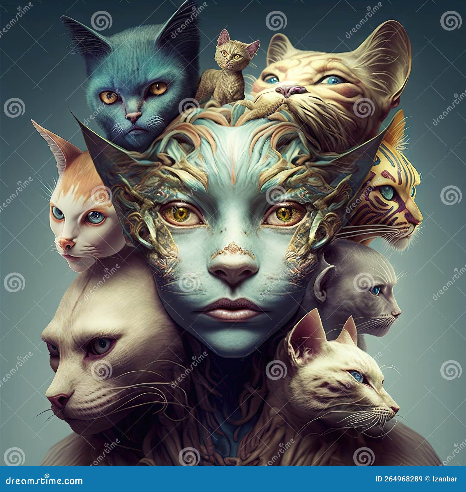 Human If Humans Evolved from Cats Illustration Generative Ai Stock ...