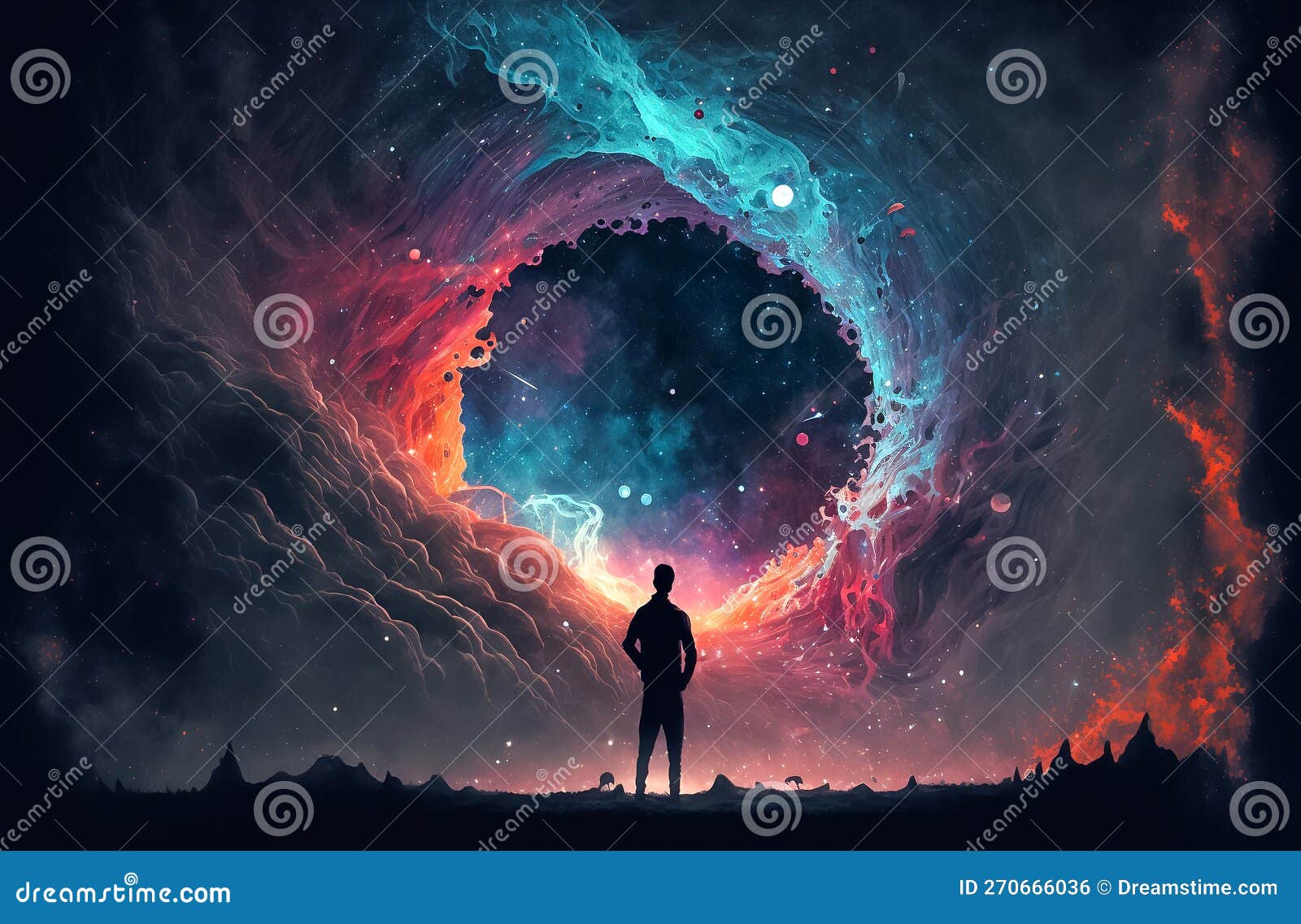 Cosmic Digital 3d Composition Consists Of Circles, Curves, Airy Shapes ...