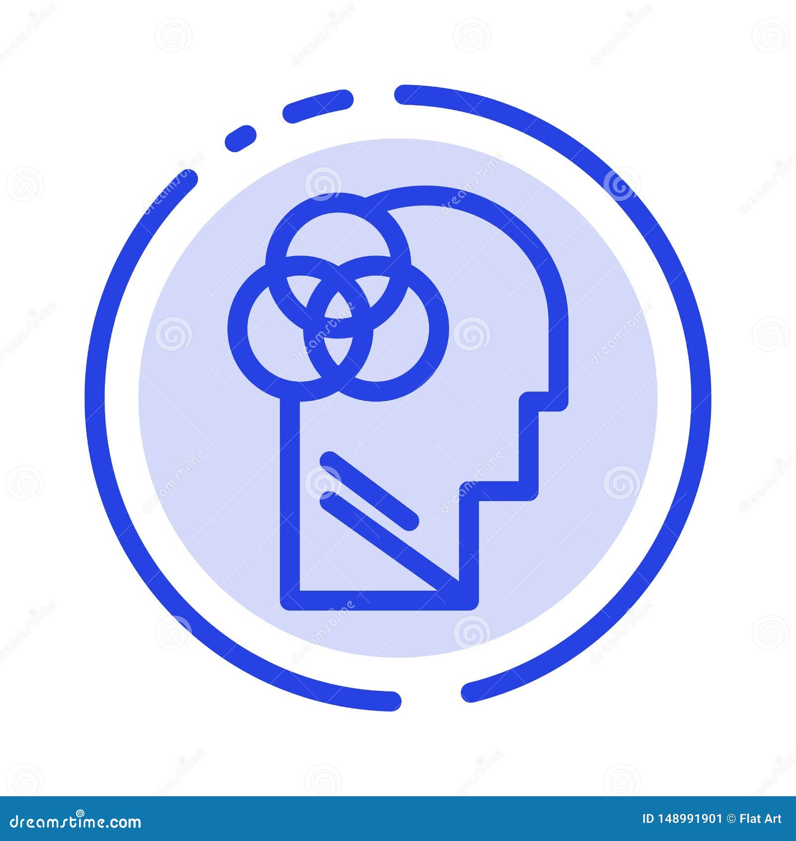 Human Intelligence, Human, Intelligent, Head Blue Dotted Line Line Icon ...