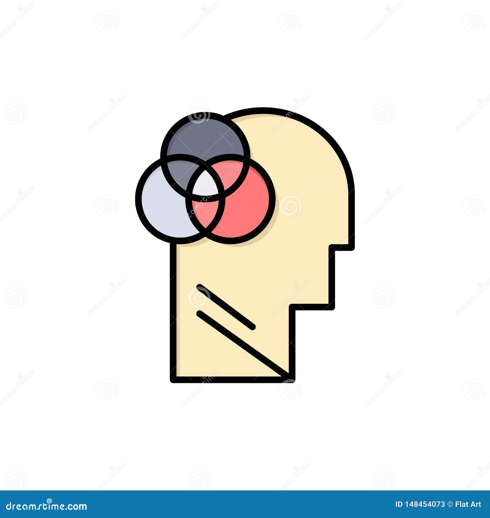 Human Intelligence, Human, Intelligent, Head Flat Color Icon. Vector ...