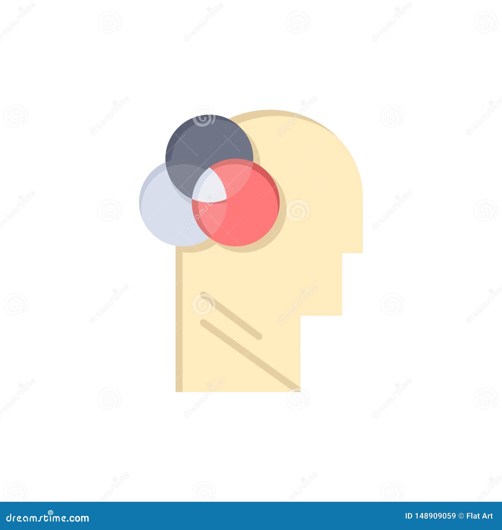 Human Intelligence, Human, Intelligent, Head Flat Color Icon. Vector ...