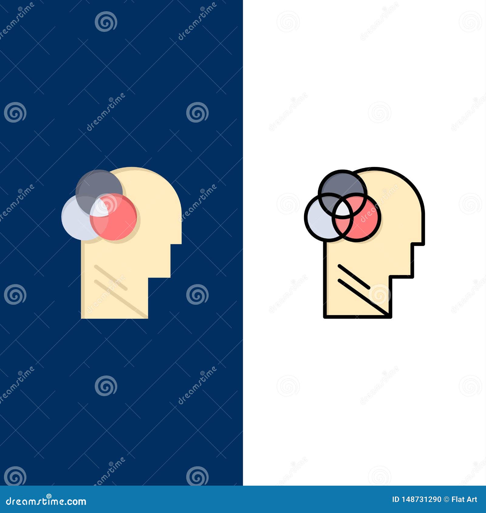 Human Intelligence, Human, Intelligent, Head Icons. Flat and Line ...