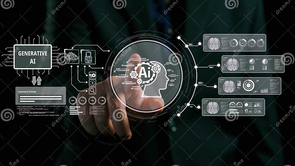 Human Interact with AI Artificial Intelligence Brain Process Generative ...