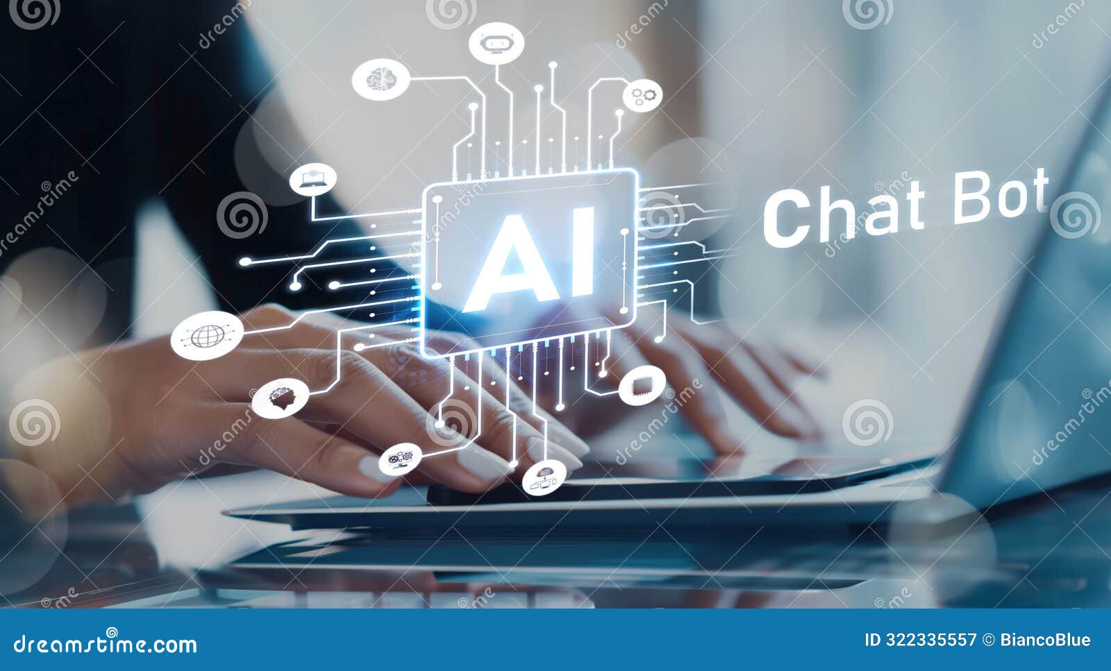 Human Interact with AI Artificial Intelligence Brain Process Generative ...