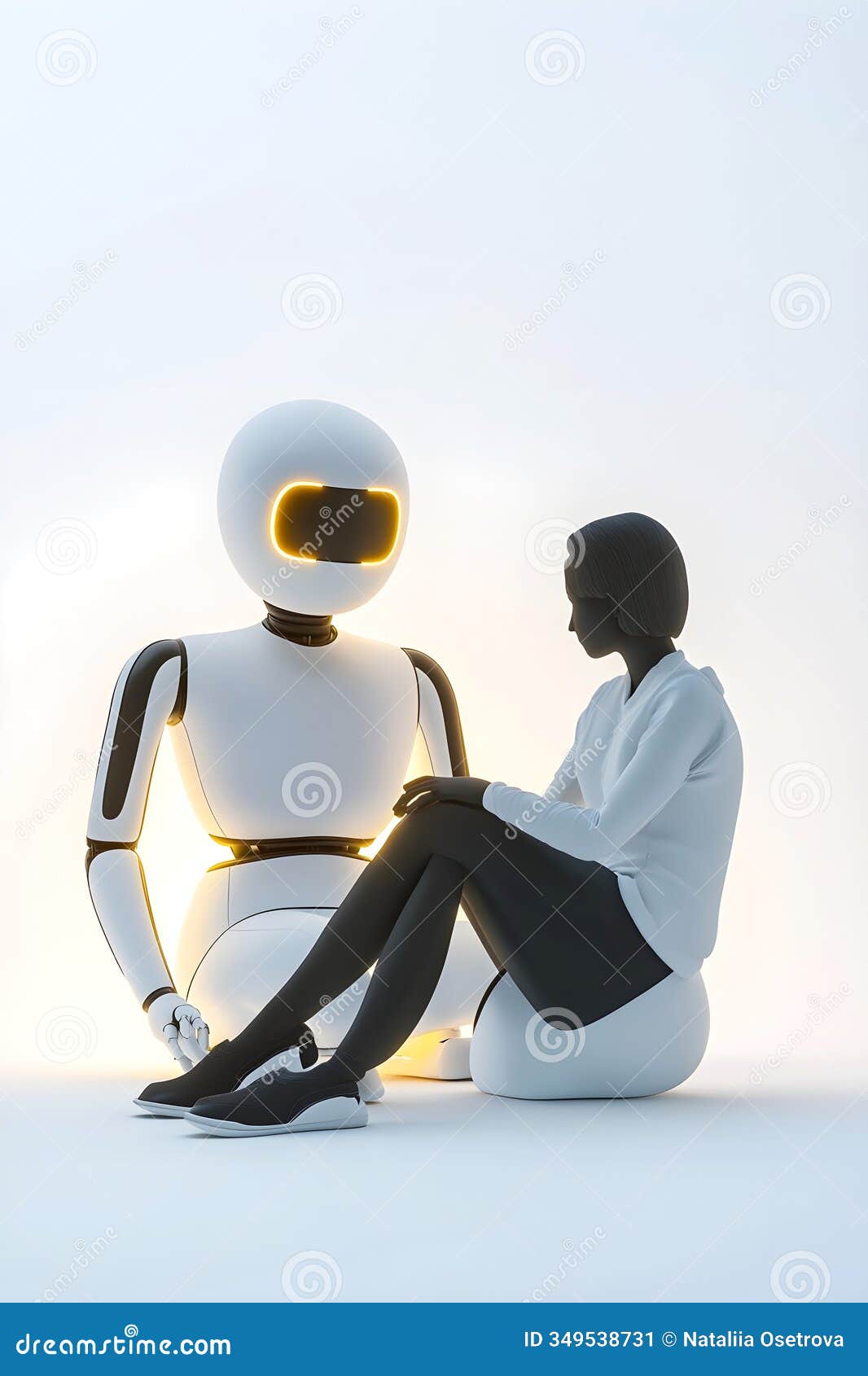 Human Interacting with a Friendly Robot in a Minimalist White Space ...