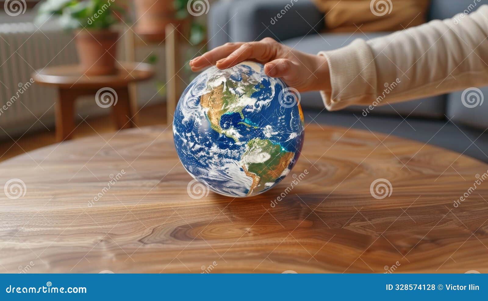 Human Interacting with Holographic Earth Globe on Virtual Screen for ...