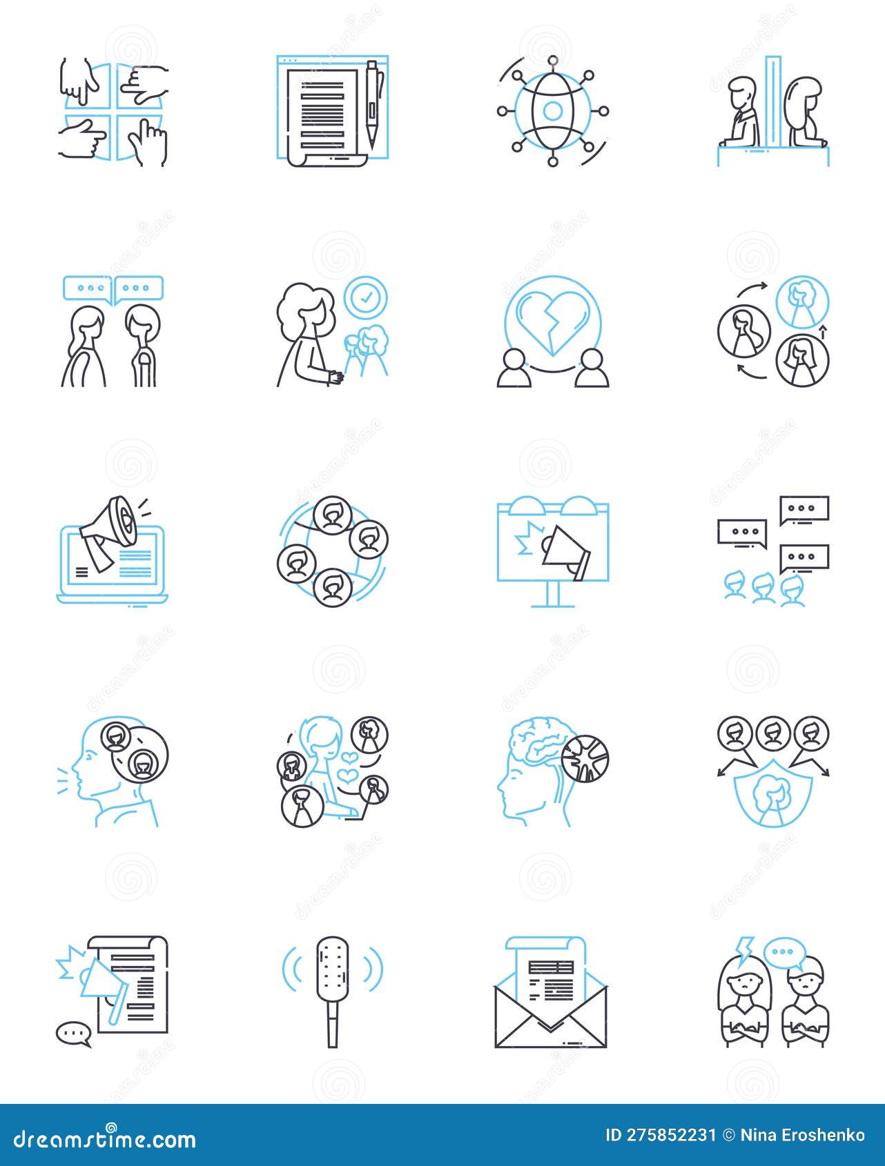 Human Interaction Linear Icons Set. Communication, Empathy ...