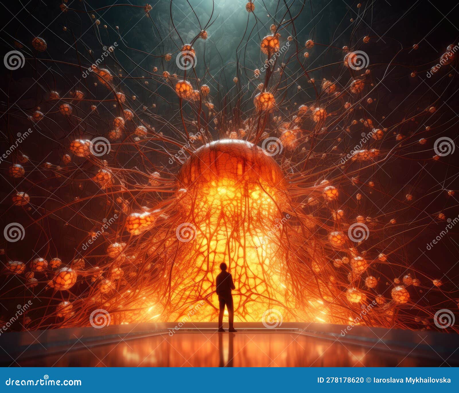 Human Interaction with a Neural Network. Generative AI. Stock ...