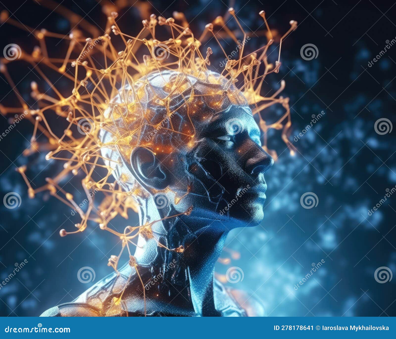 Human Interaction With A Neural Network. Generative Ai Illustration ...