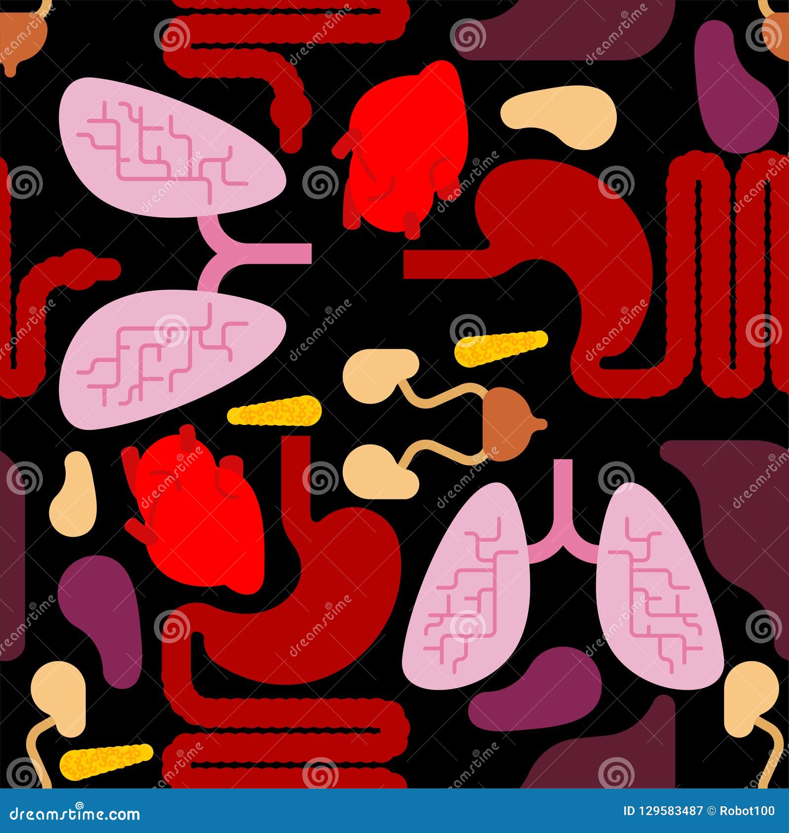 Human Internal Organs Pattern Seamless. Anatomy Background. Systems of ...