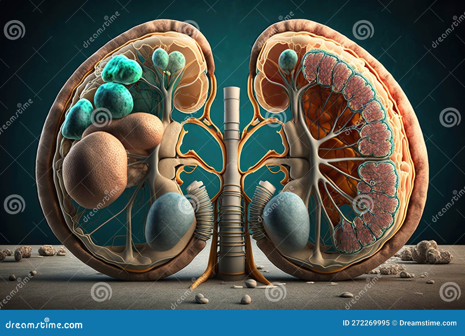 Human Kidney on Scientific Background. Generative Ai Stock Illustration ...