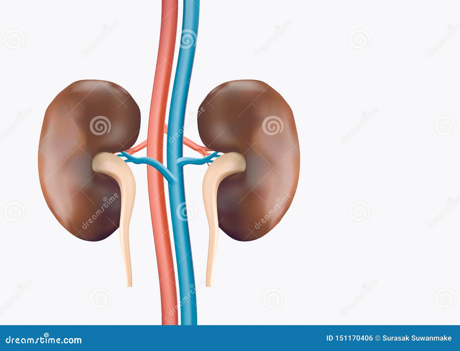 Human Kidneys on a White Background, Smooth and Clean. Used in Science ...