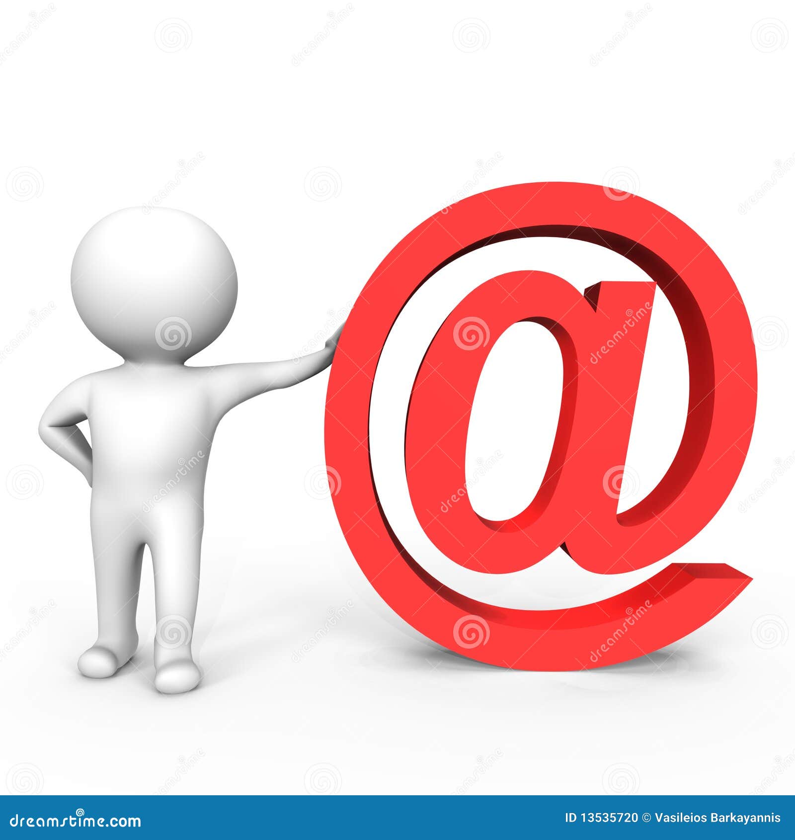 Human Leans on a Email Symbol - a 3d Image Stock Illustration ...