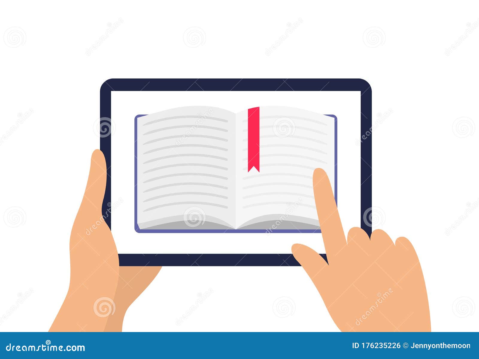 Human Learning and Reading a Book on a Tablet. Stock Vector ...