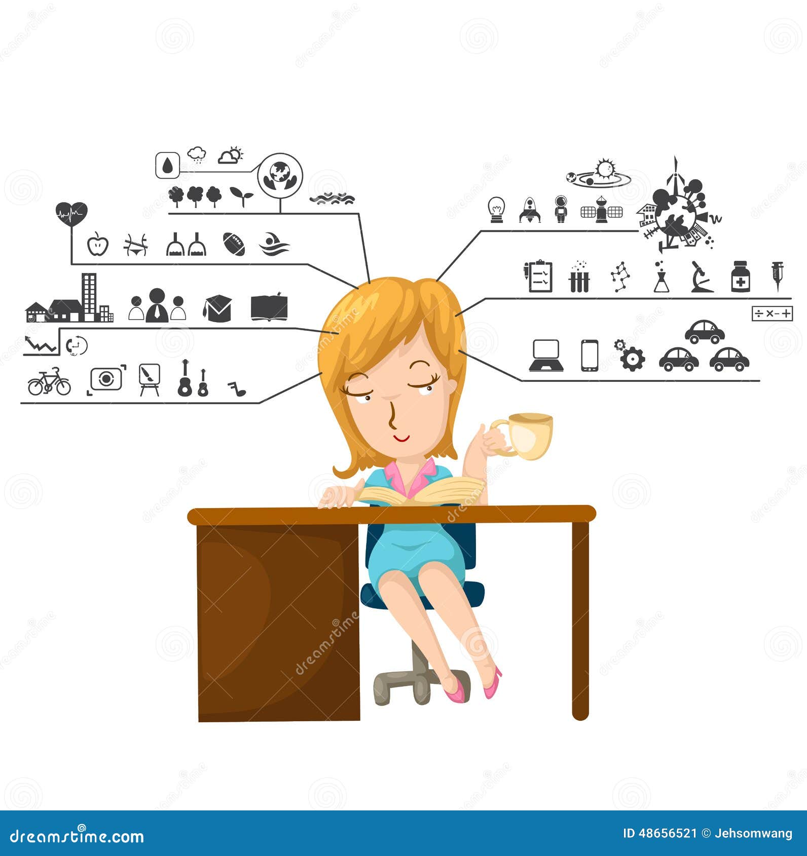 Human with Left and Right Brain Functions Icon Stock Vector ...