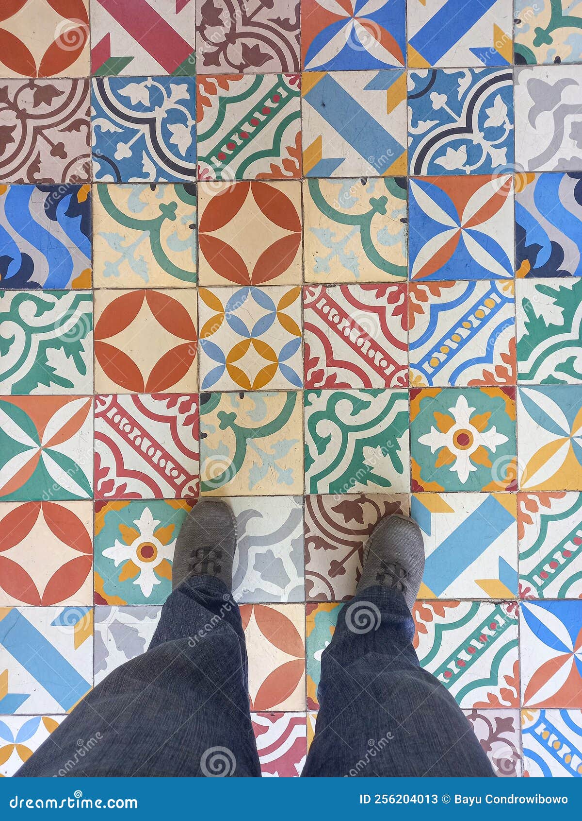 Human Leg with Ceramic Tile Texture Background in Oriental Stock Image ...