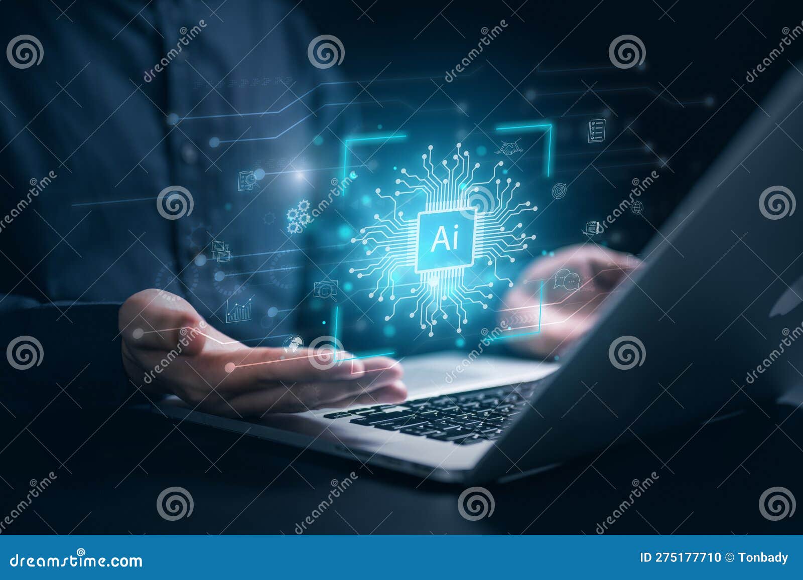 Human Life with Artificial Intelligence, Data in Computer Technology Stock Photo - Image of ...