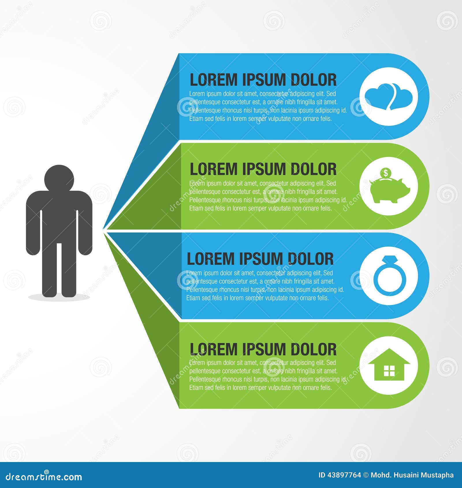 Human Life Flat Horizontal Infographic Stock Vector - Illustration of ...