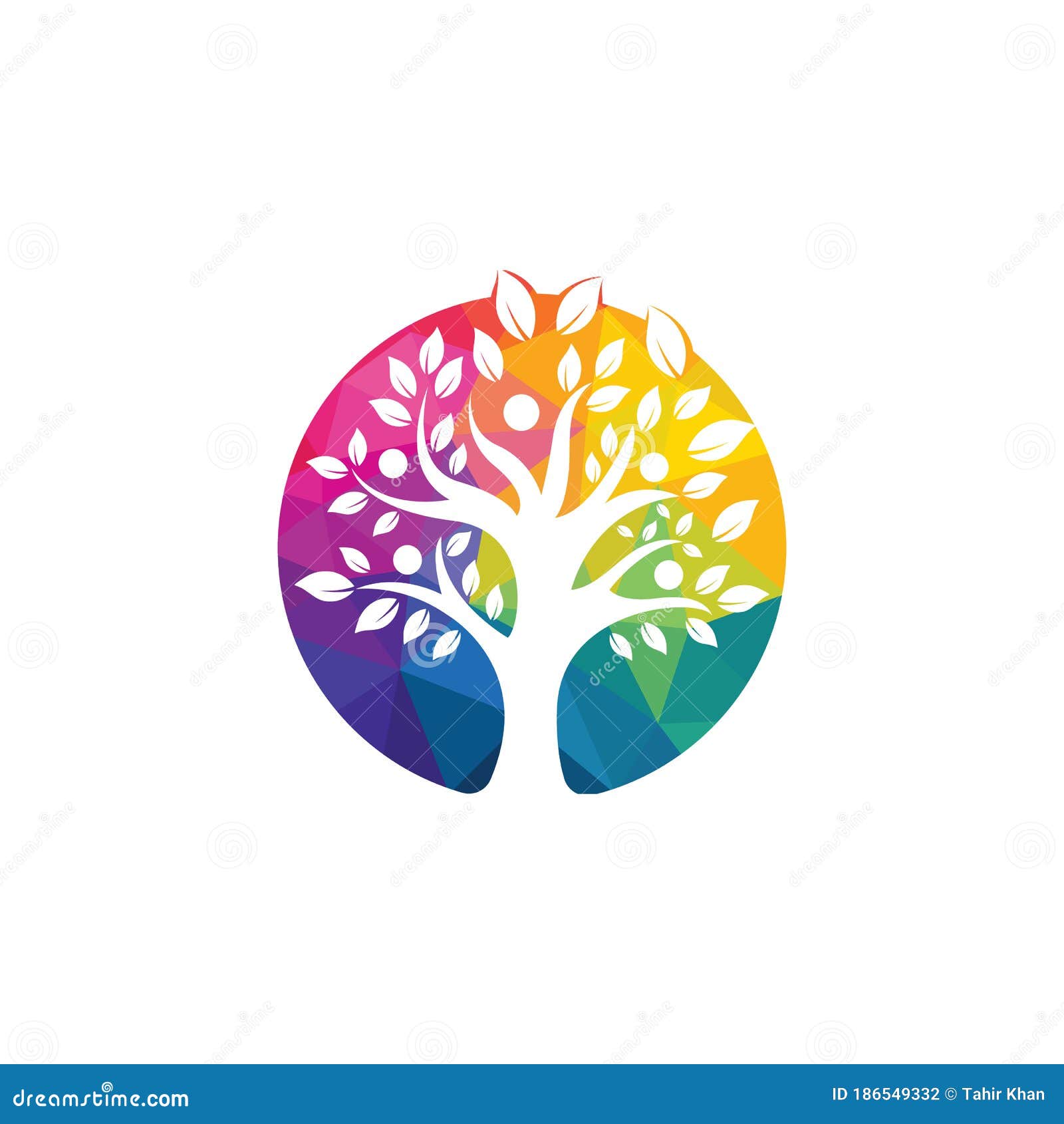 Human Life Logo Icon of Abstract People Tree Vector. Stock Vector ...