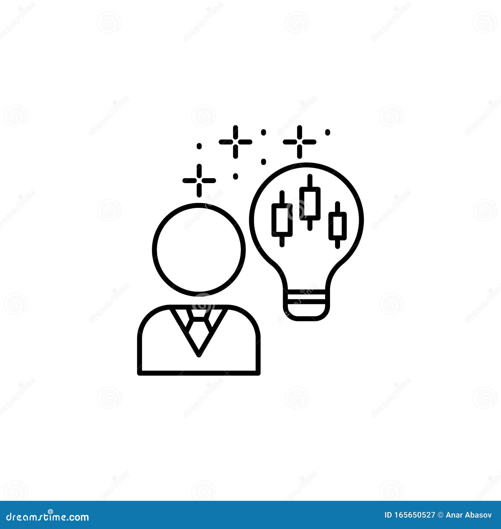 Human Light Bulb Chart Icon. Element of Management Icon Stock ...