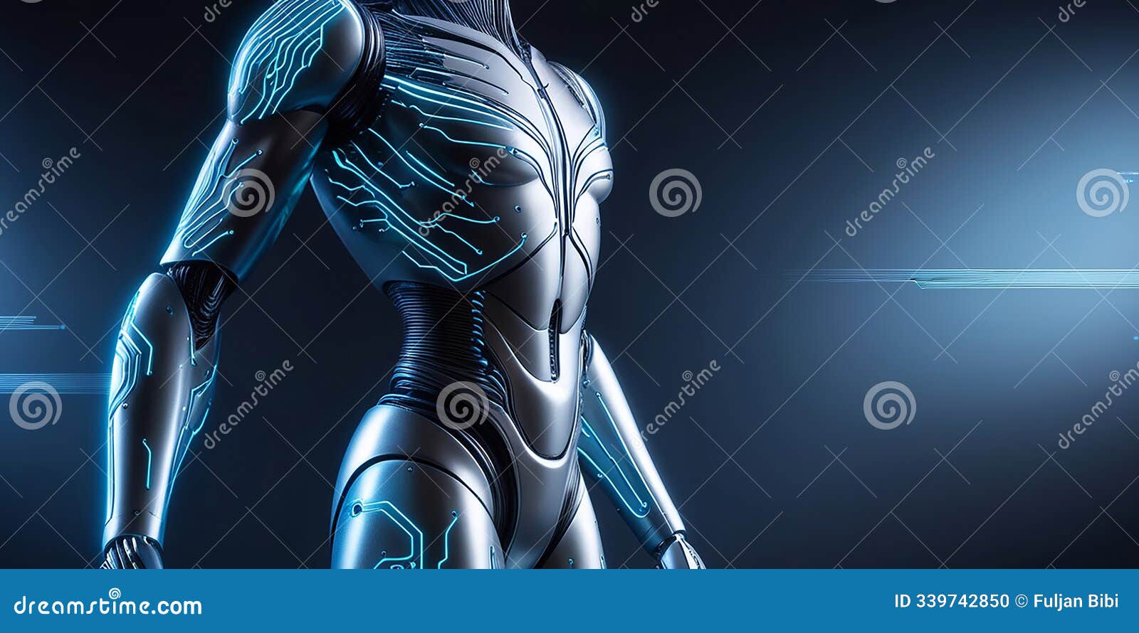 Human-like AI Figure with Glowing Neural Pathways, Representing the ...