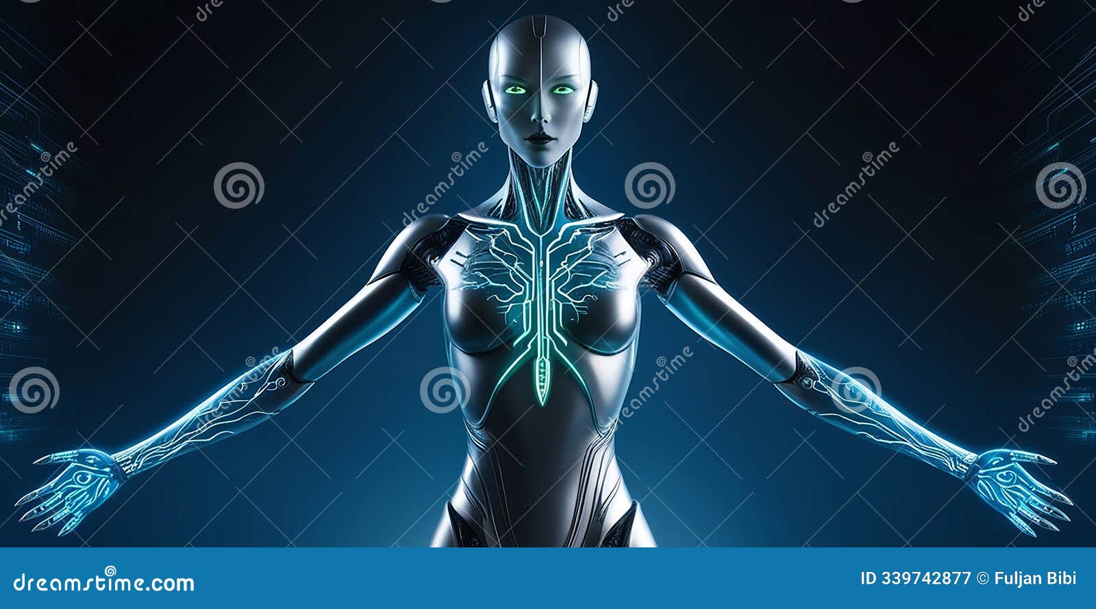 Human-like AI Figure with Glowing Neural Pathways, Representing the ...